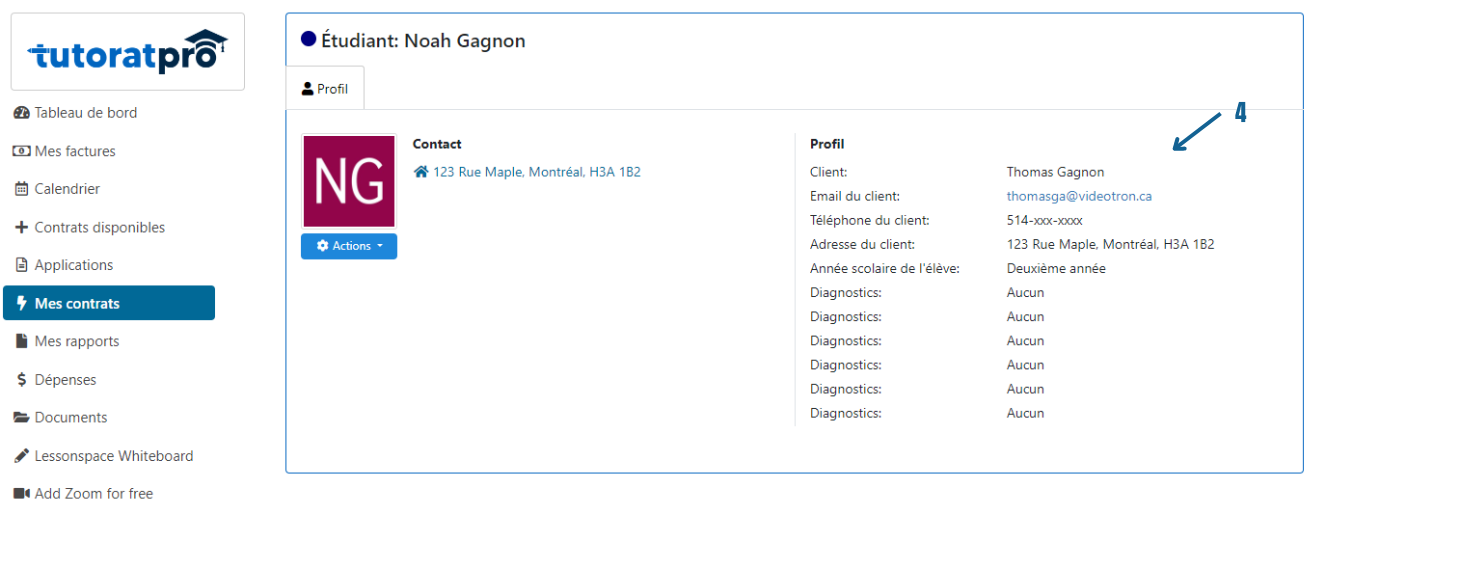 8. Trouver les coordonnées d’un client – Guide des tuteurs – Tutorat Pro